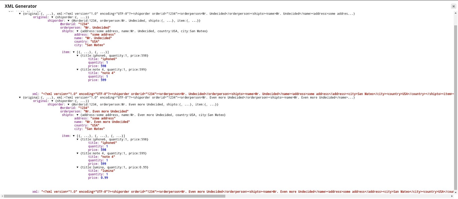 Mapping to XML Generator via XSD